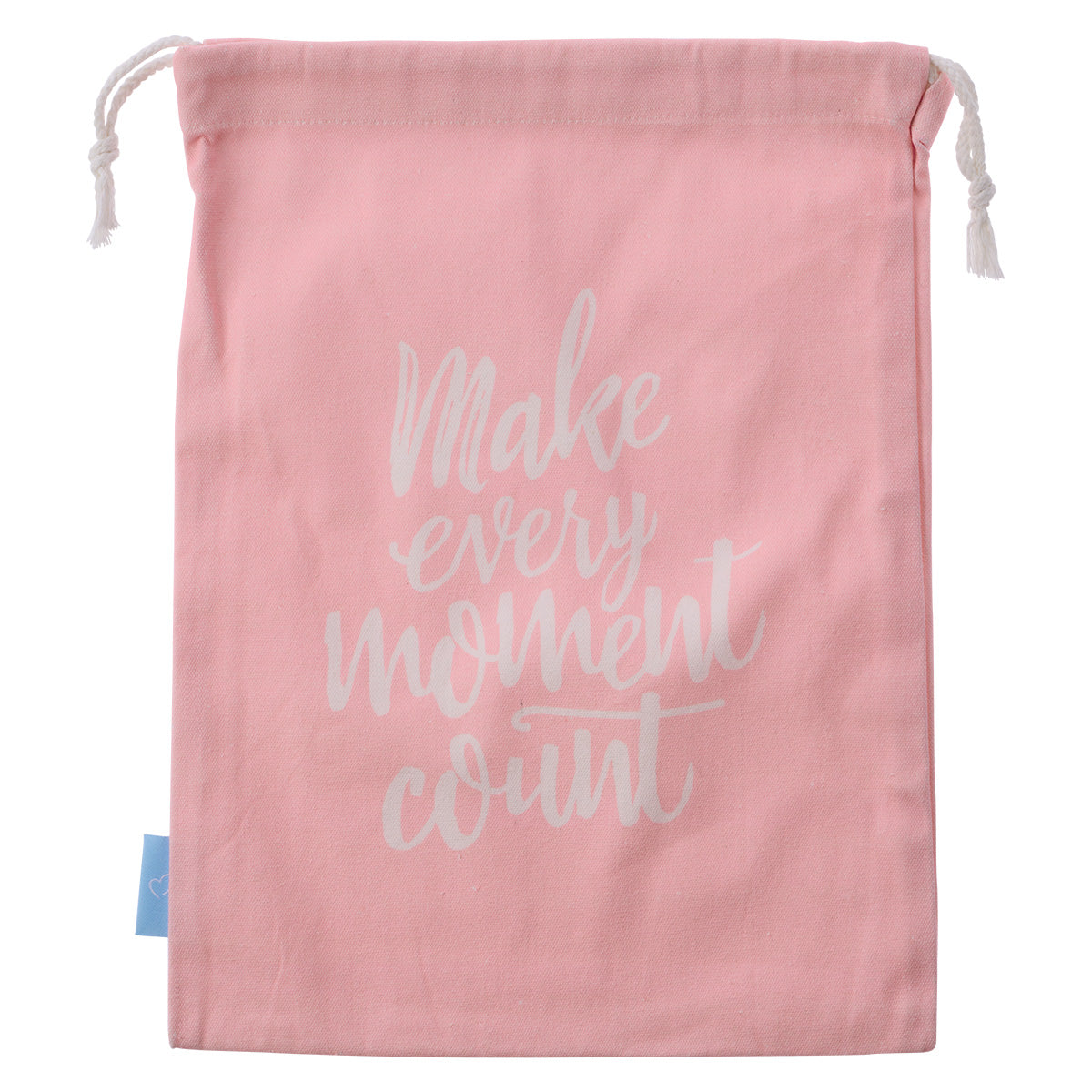 Make Every Moment Count Large Pink Cotton Drawstring Bag – CUM Books
