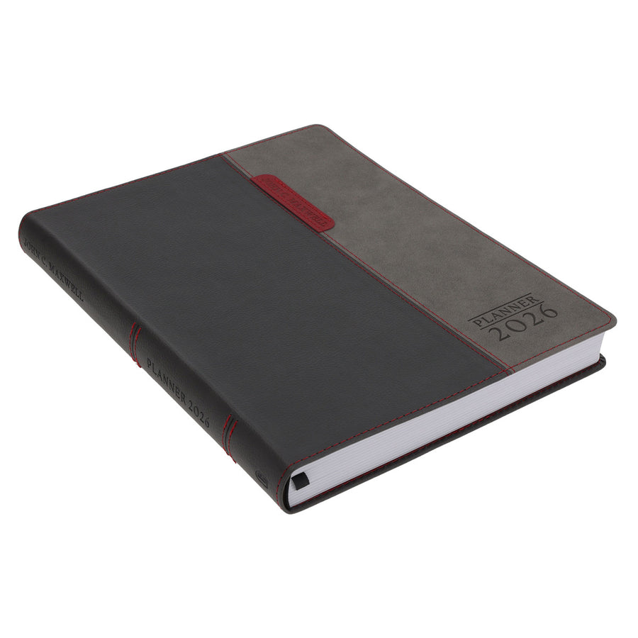 2026 John Maxwell A4 Diary - Daily Planner Red and Grey - Imitation Le ...