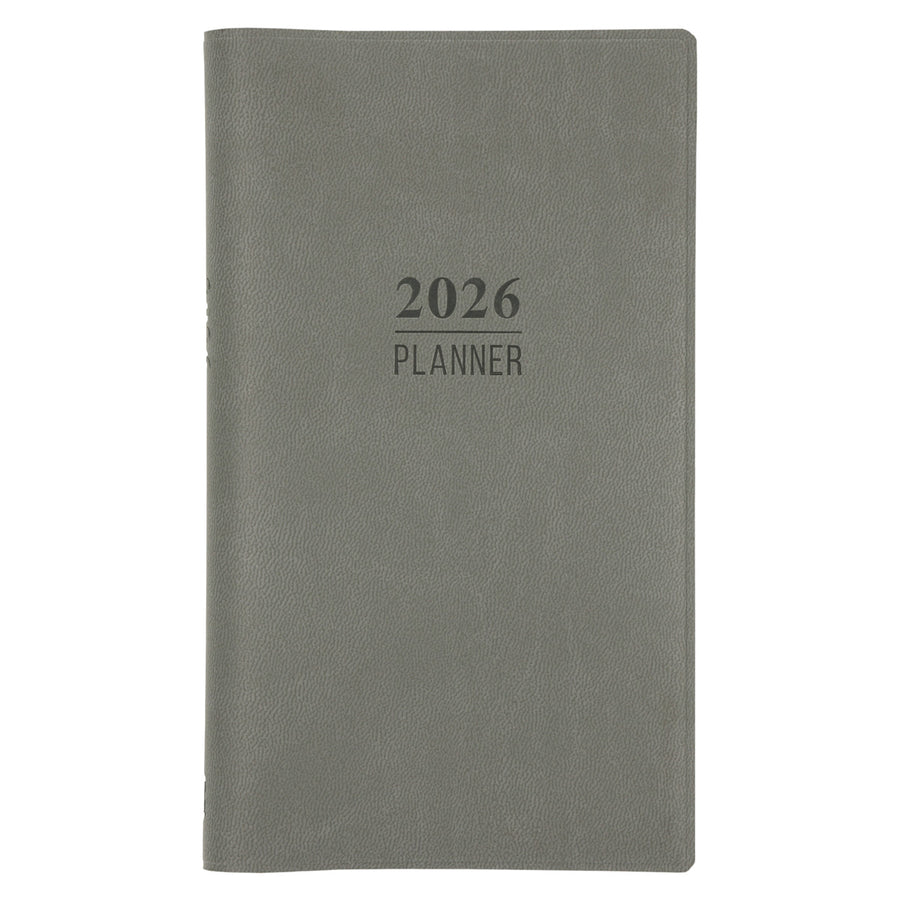 2026 Diary - 18-Month Planner and Notebook - Grey - Imitation Leather ...